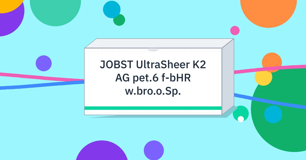Symbolbild: Packung mit der Aufschrift JOBST UltraSheer K2 AG pet.6 f-bHR w.bro.o.Sp. (PZN 13142888) – Verfügbarkeit und Bezug in Apotheken in Frankfurt am Main