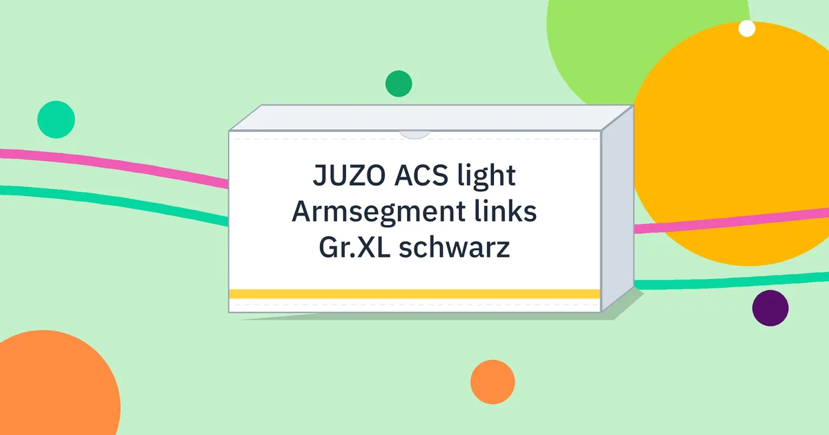 Symbolbild: Packung mit der Aufschrift JUZO ACS light Armsegment links Gr.XL schwarz (PZN 13889995) – Verfügbarkeit und Bezug in Apotheken in Frankfurt am Main