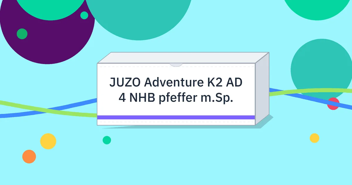 Symbolbild: Packung mit der Aufschrift JUZO Adventure K2 AD 4 NHB pfeffer m.Sp. (PZN 14974361) – Verfügbarkeit und Bezug in Apotheken in Frankfurt am Main