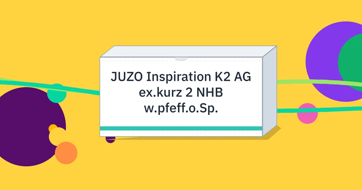 Symbolbild: Packung mit der Aufschrift JUZO Inspiration K2 AG ex.kurz 2 NHB w.pfeff.o.Sp. (PZN 14962441) – Verfügbarkeit und Bezug in Apotheken in Frankfurt am Main