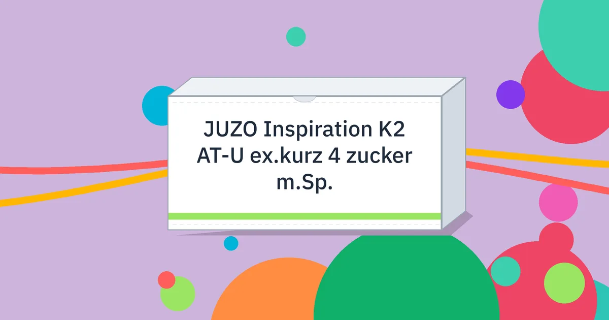 Symbolbild: Packung mit der Aufschrift JUZO Inspiration K2 AT-U ex.kurz 4 zucker m.Sp. (PZN 14965971) – Verfügbarkeit und Bezug in Apotheken in Frankfurt am Main
