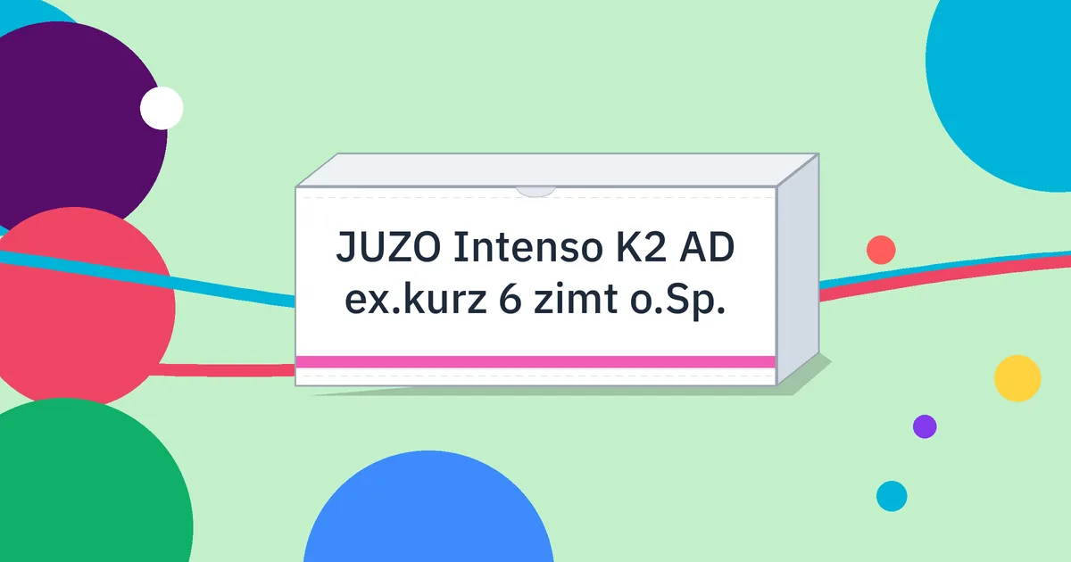 Symbolbild: Packung mit der Aufschrift JUZO Intenso K2 AD ex.kurz 6 zimt o.Sp. (PZN 18618568) – Verfügbarkeit und Bezug in Apotheken in Frankfurt am Main