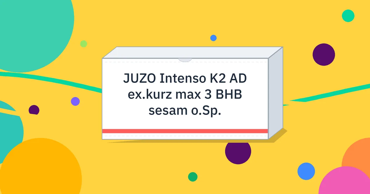Symbolbild: Packung mit der Aufschrift JUZO Intenso K2 AD ex.kurz max 3 BHB sesam o.Sp. (PZN 18624445) – Verfügbarkeit und Bezug in Apotheken in Frankfurt am Main