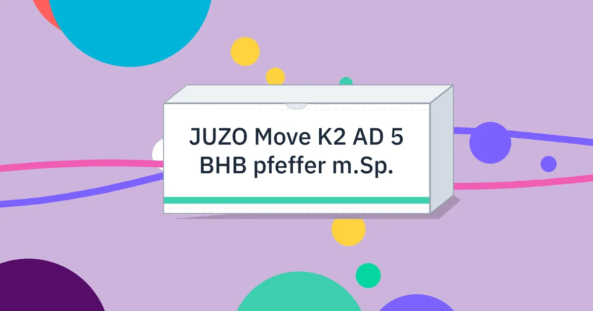 Symbolbild: Packung mit der Aufschrift JUZO Move K2 AD 5 BHB pfeffer m.Sp. (PZN 16340318) – Verfügbarkeit und Bezug in Apotheken in Frankfurt am Main