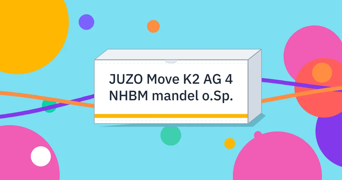 Symbolbild: Packung mit der Aufschrift JUZO Move K2 AG 4 NHBM mandel o.Sp. (PZN 16642841) – Verfügbarkeit und Bezug in Apotheken in Frankfurt am Main