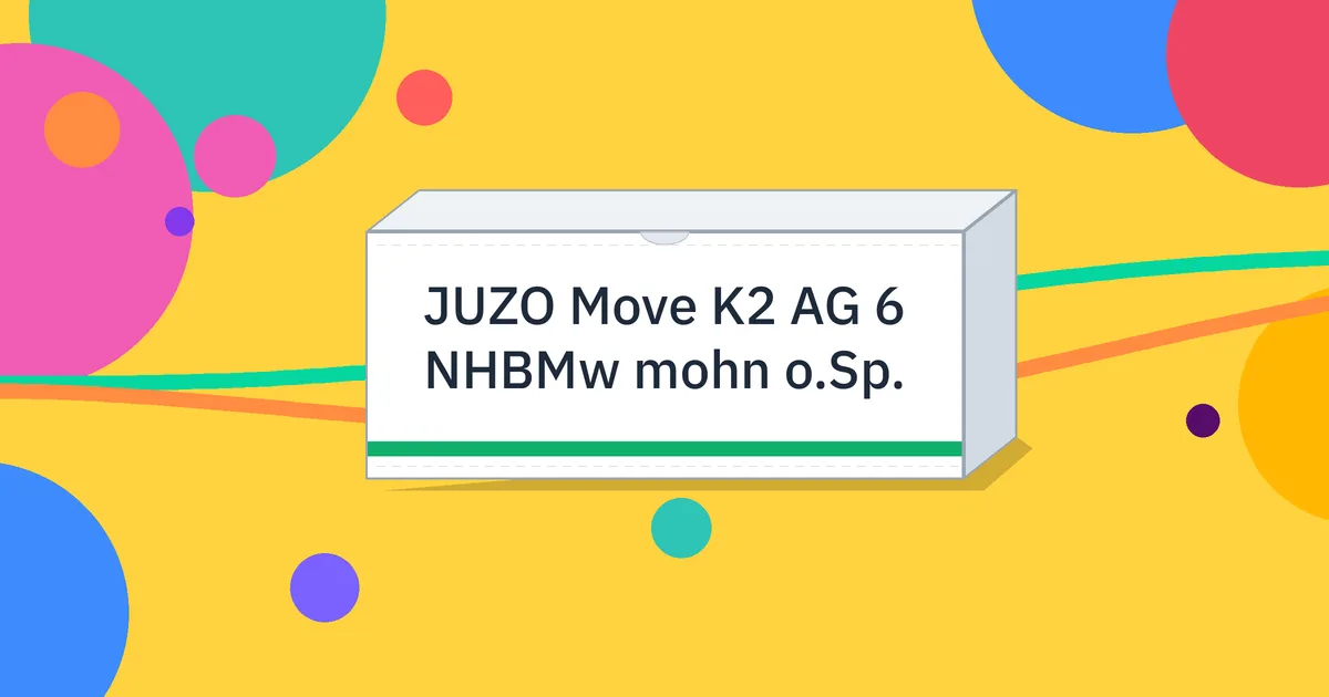 Symbolbild: Packung mit der Aufschrift JUZO Move K2 AG 6 NHBMw mohn o.Sp. (PZN 18557192) – Verfügbarkeit und Bezug in Apotheken in Frankfurt am Main