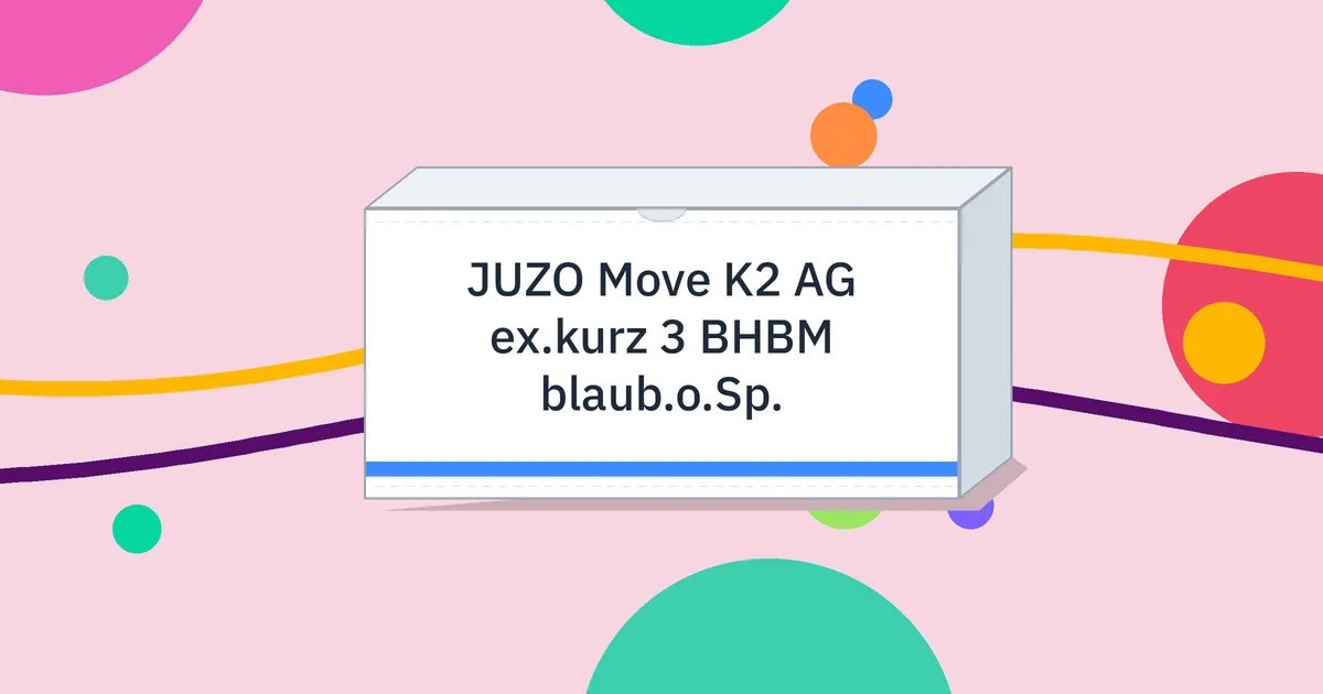 Symbolbild: Packung mit der Aufschrift JUZO Move K2 AG ex.kurz 3 BHBM blaub.o.Sp. (PZN 18566073) – Verfügbarkeit und Bezug in Apotheken in Frankfurt am Main