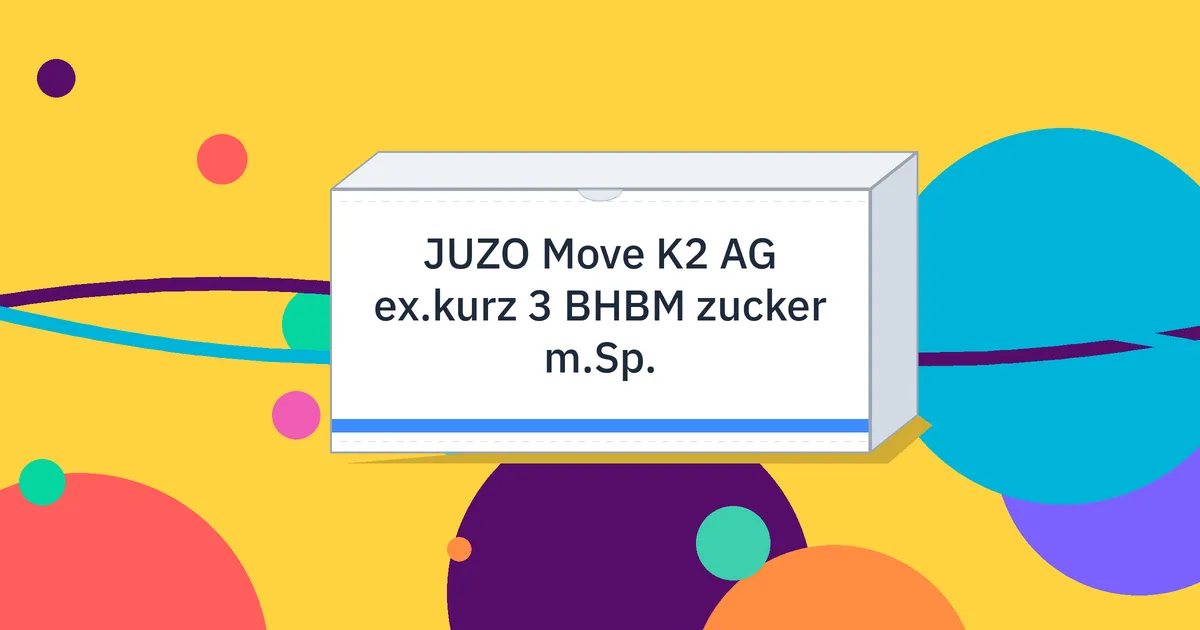 Symbolbild: Packung mit der Aufschrift JUZO Move K2 AG ex.kurz 3 BHBM zucker m.Sp. (PZN 18532476) – Verfügbarkeit und Bezug in Apotheken in Frankfurt am Main