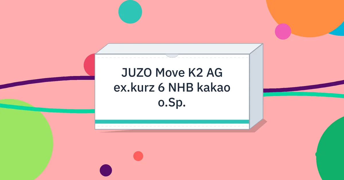 Symbolbild: Packung mit der Aufschrift JUZO Move K2 AG ex.kurz 6 NHB kakao o.Sp. (PZN 18565429) – Verfügbarkeit und Bezug in Apotheken in Frankfurt am Main