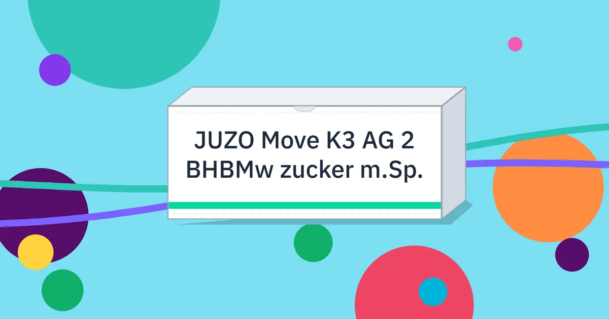 Symbolbild: Packung mit der Aufschrift JUZO Move K3 AG 2 BHBMw zucker m.Sp. (PZN 18576203) – Verfügbarkeit und Bezug in Apotheken in Frankfurt am Main