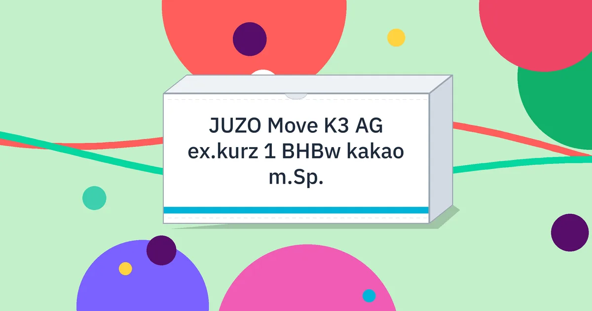 Symbolbild: Packung mit der Aufschrift JUZO Move K3 AG ex.kurz 1 BHBw kakao m.Sp. (PZN 18595732) – Verfügbarkeit und Bezug in Apotheken in Frankfurt am Main