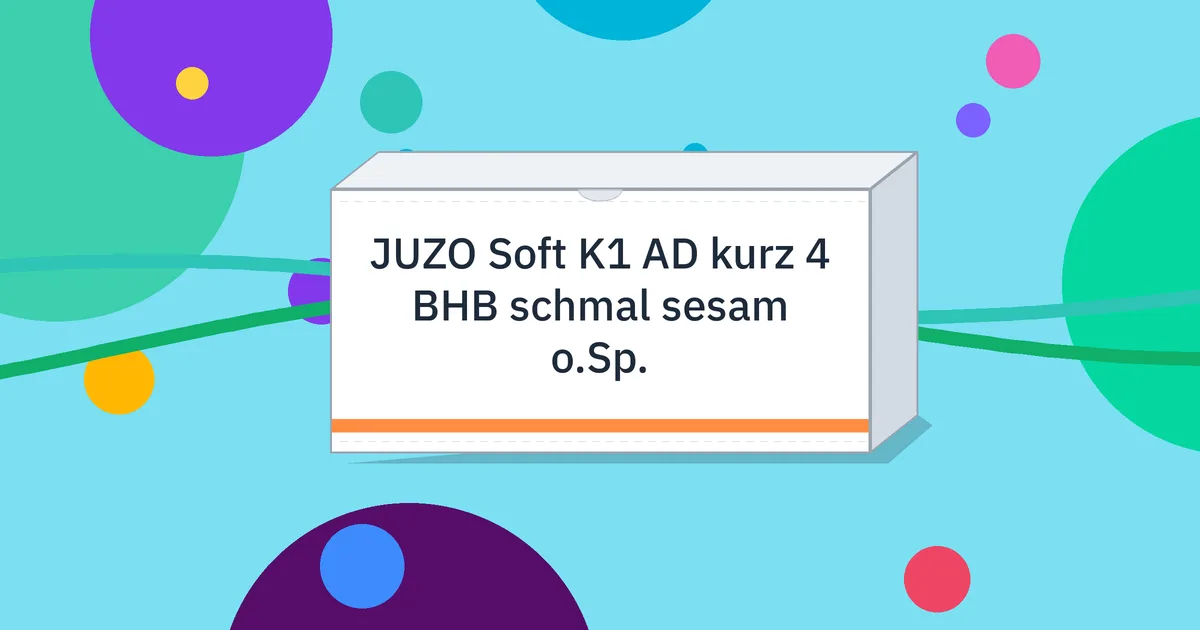 Symbolbild: Packung mit der Aufschrift JUZO Soft K1 AD kurz 4 BHB schmal sesam o.Sp. (PZN 15463680) – Verfügbarkeit und Bezug in Apotheken in Frankfurt am Main