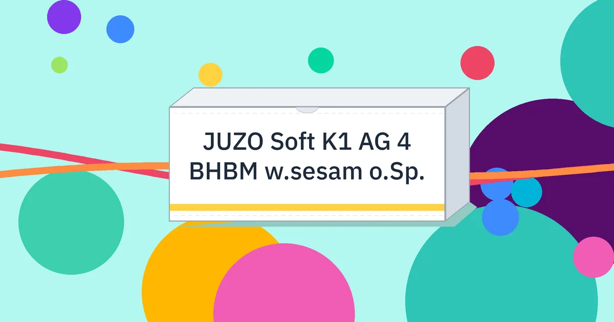 Symbolbild: Packung mit der Aufschrift JUZO Soft K1 AG 4 BHBM w.sesam o.Sp. (PZN 14864862) – Verfügbarkeit und Bezug in Apotheken in Frankfurt am Main