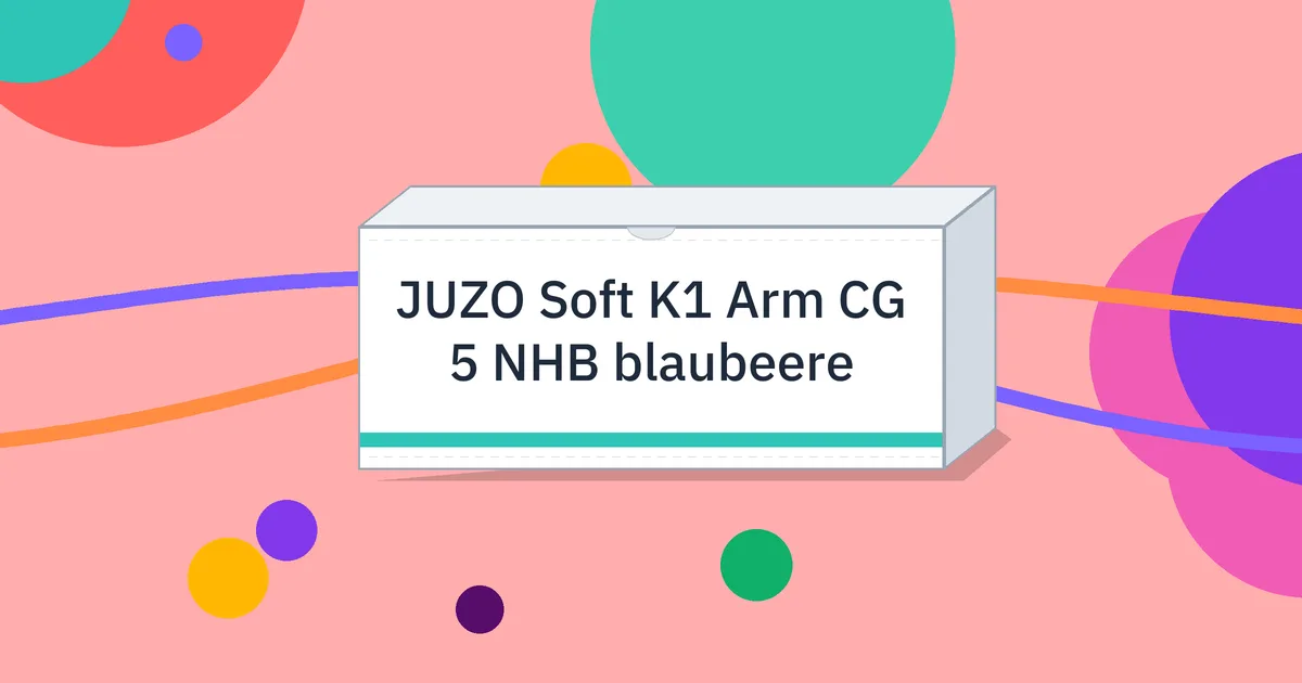 Symbolbild: Packung mit der Aufschrift JUZO Soft K1 Arm CG 5 NHB blaubeere (PZN 15507213) – Verfügbarkeit und Bezug in Apotheken in Frankfurt am Main