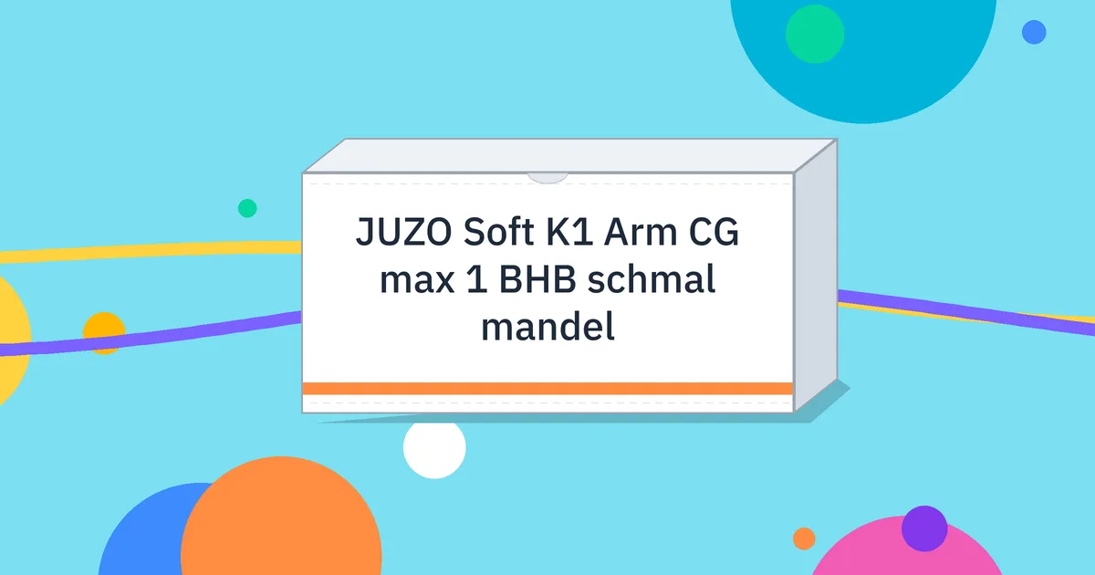 Symbolbild: Packung mit der Aufschrift JUZO Soft K1 Arm CG max 1 BHB schmal mandel (PZN 15509778) – Verfügbarkeit und Bezug in Apotheken in Frankfurt am Main