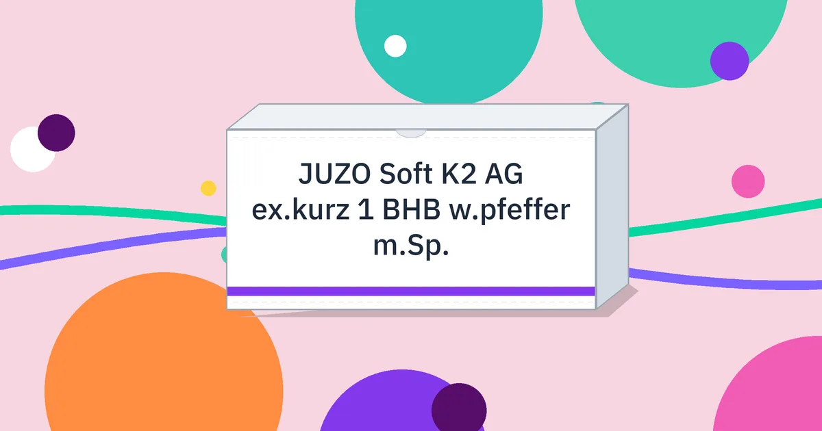 Symbolbild: Packung mit der Aufschrift JUZO Soft K2 AG ex.kurz 1 BHB w.pfeffer m.Sp. (PZN 14843162) – Verfügbarkeit und Bezug in Apotheken in Frankfurt am Main