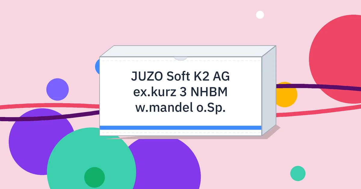 Symbolbild: Packung mit der Aufschrift JUZO Soft K2 AG ex.kurz 3 NHBM w.mandel o.Sp. (PZN 15021976) – Verfügbarkeit und Bezug in Apotheken in Frankfurt am Main