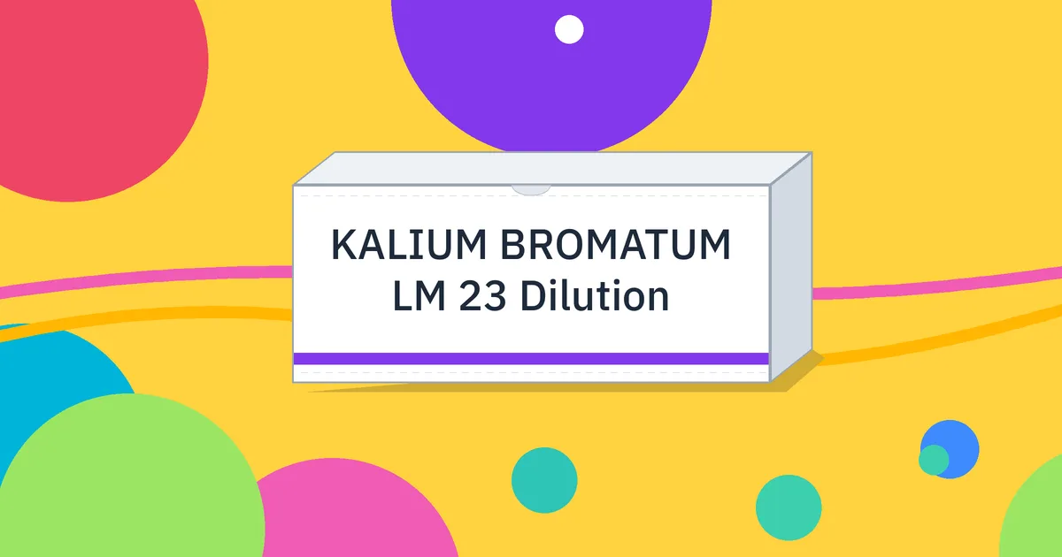 Symbolbild: Packung mit der Aufschrift KALIUM BROMATUM LM 23 Dilution (PZN 12917991) – Verfügbarkeit und Bezug in Apotheken in Frankfurt am Main
