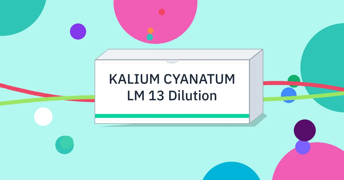 Symbolbild: Packung mit der Aufschrift KALIUM CYANATUM LM 13 Dilution (PZN 12920616) – Verfügbarkeit und Bezug in Apotheken in Frankfurt am Main