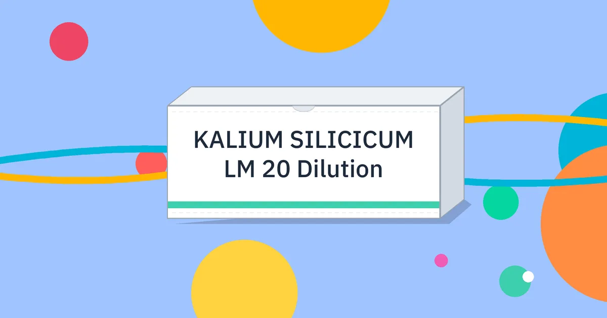 Symbolbild: Packung mit der Aufschrift KALIUM SILICICUM LM 20 Dilution (PZN 12925973) – Verfügbarkeit und Bezug in Apotheken in Frankfurt am Main