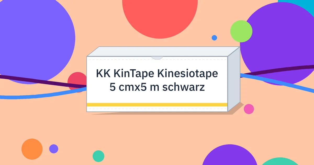 Symbolbild: Packung mit der Aufschrift KK KinTape Kinesiotape 5 cmx5 m schwarz (PZN 10118702) – Verfügbarkeit und Bezug in Apotheken in Frankfurt am Main