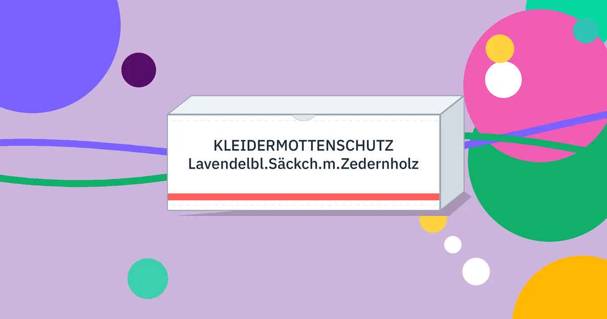 Symbolbild: Packung mit der Aufschrift KLEIDERMOTTENSCHUTZ Lavendelbl.Säckch.m.Zedernholz (PZN 19960872) – Verfügbarkeit und Bezug in Apotheken in Frankfurt am Main