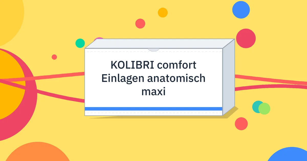 Symbolbild: Packung mit der Aufschrift KOLIBRI comfort Einlagen anatomisch maxi (PZN 11601429) – Verfügbarkeit und Bezug in Apotheken in Frankfurt am Main