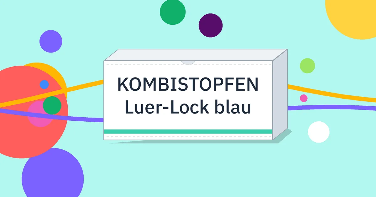 Symbolbild: Packung mit der Aufschrift KOMBISTOPFEN Luer-Lock blau (PZN 03219041) – Verfügbarkeit und Bezug in Apotheken in Frankfurt am Main