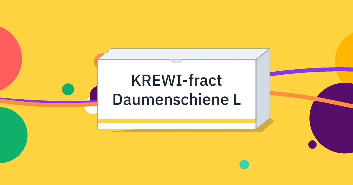 Symbolbild: Packung mit der Aufschrift KREWI-fract Daumenschiene L (PZN 17300203) – Verfügbarkeit und Bezug in Apotheken in Frankfurt am Main