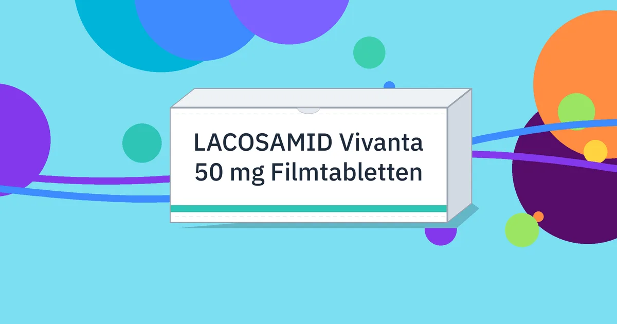 Symbolbild: Packung mit der Aufschrift LACOSAMID Vivanta 50 mg Filmtabletten (PZN 18083914) – Verfügbarkeit und Bezug in Apotheken in Frankfurt am Main