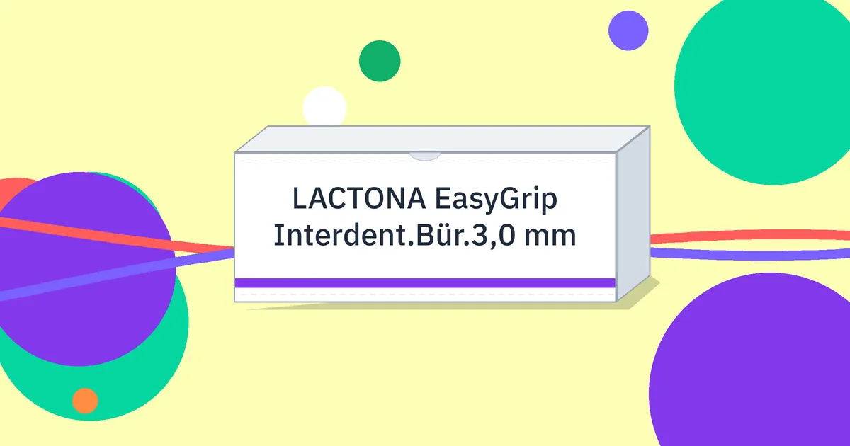 Symbolbild: Packung mit der Aufschrift LACTONA EasyGrip Interdent.Bür.3,0 mm (PZN 07771574) – Verfügbarkeit und Bezug in Apotheken in Frankfurt am Main