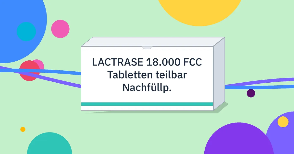 Symbolbild: Packung mit der Aufschrift LACTRASE 18.000 FCC Tabletten teilbar Nachfüllp. (PZN 18684016) – Verfügbarkeit und Bezug in Apotheken in Frankfurt am Main