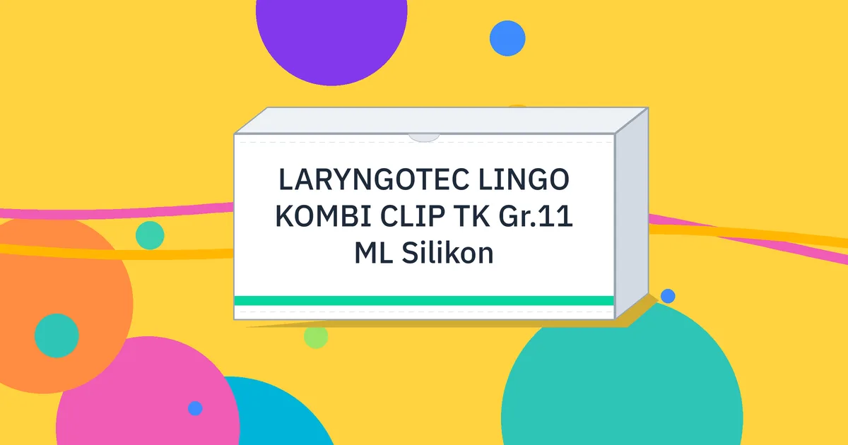 Symbolbild: Packung mit der Aufschrift LARYNGOTEC LINGO KOMBI CLIP TK Gr.11 ML Silikon (PZN 03312444) – Verfügbarkeit und Bezug in Apotheken in Frankfurt am Main