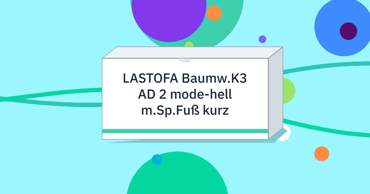 Symbolbild: Packung mit der Aufschrift LASTOFA Baumw.K3 AD 2 mode-hell m.Sp.Fuß kurz (PZN 01952518) – Verfügbarkeit und Bezug in Apotheken in Frankfurt am Main