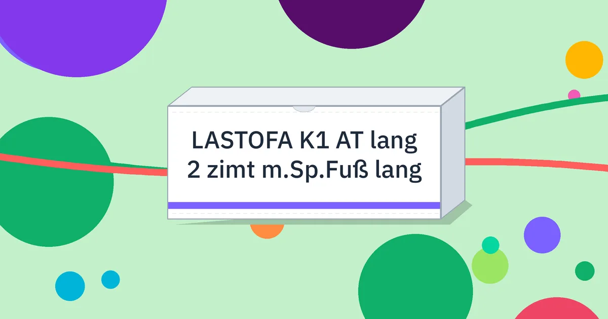 Symbolbild: Packung mit der Aufschrift LASTOFA K1 AT lang 2 zimt m.Sp.Fuß lang (PZN 13795432) – Verfügbarkeit und Bezug in Apotheken in Frankfurt am Main