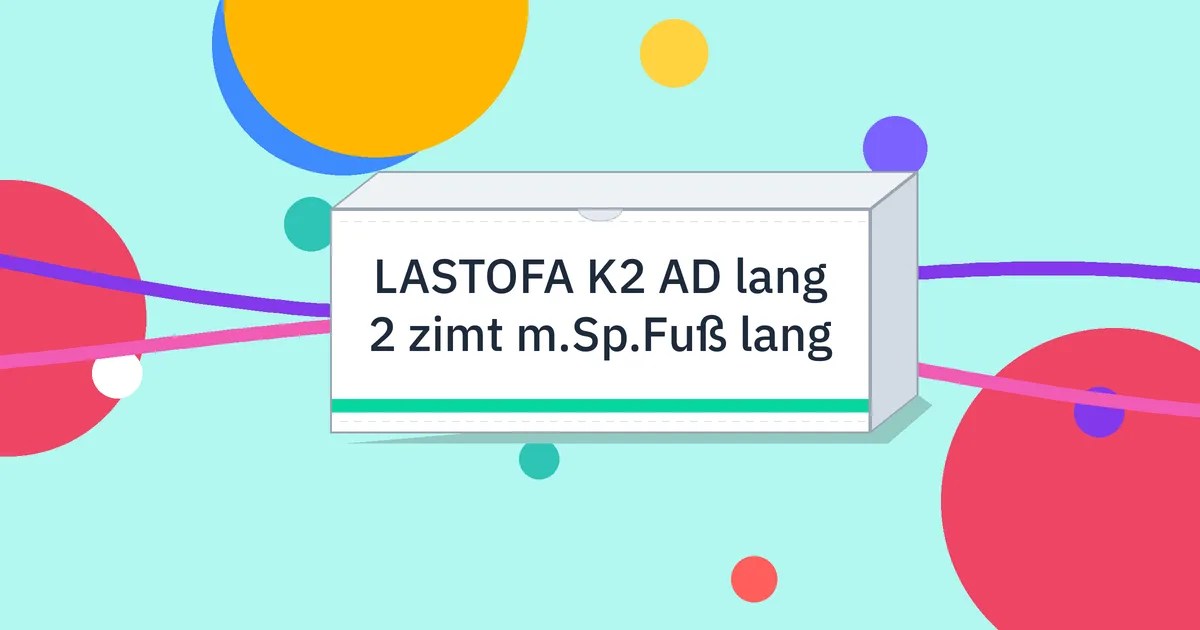Symbolbild: Packung mit der Aufschrift LASTOFA K2 AD lang 2 zimt m.Sp.Fuß lang (PZN 13799803) – Verfügbarkeit und Bezug in Apotheken in Frankfurt am Main