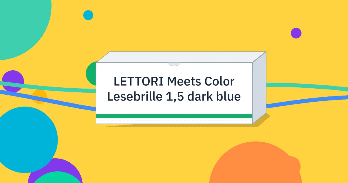 Symbolbild: Packung mit der Aufschrift LETTORI Meets Color Lesebrille 1,5 dark blue (PZN 11141873) – Verfügbarkeit und Bezug in Apotheken in Frankfurt am Main