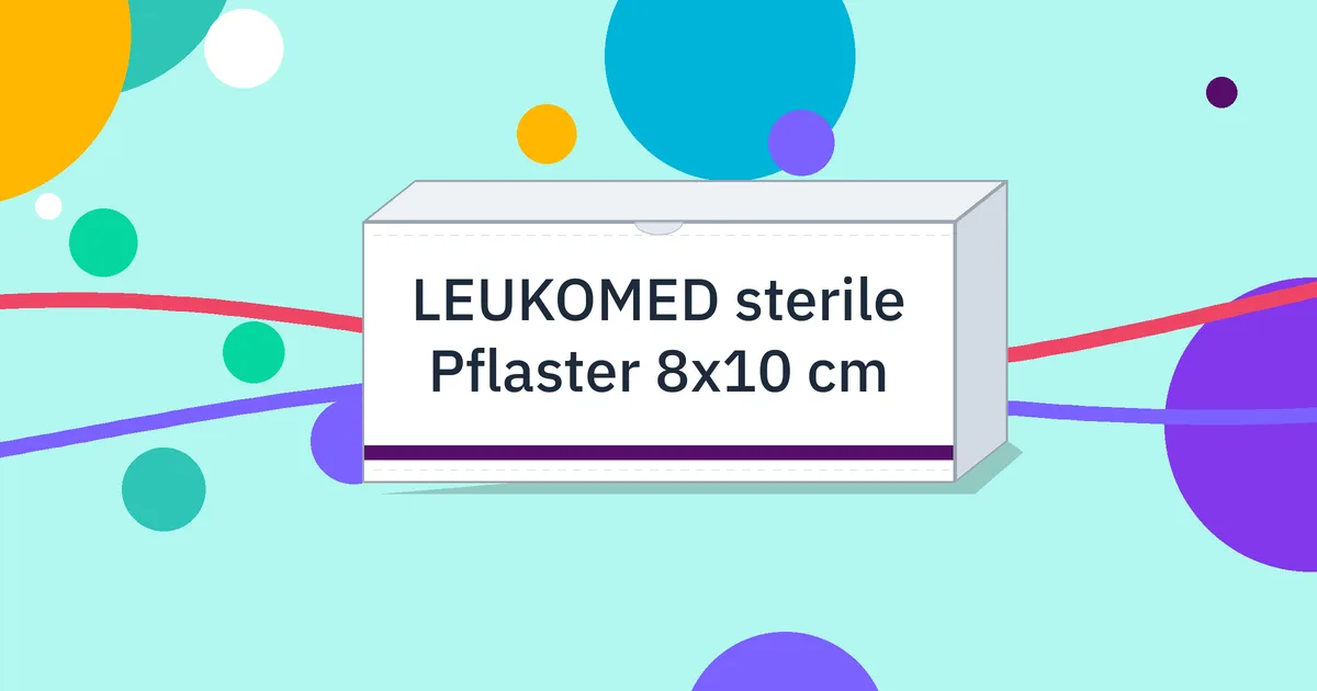 Symbolbild: Packung mit der Aufschrift LEUKOMED sterile Pflaster 8x10 cm (PZN 15572340) – Verfügbarkeit und Bezug in Apotheken in Frankfurt am Main