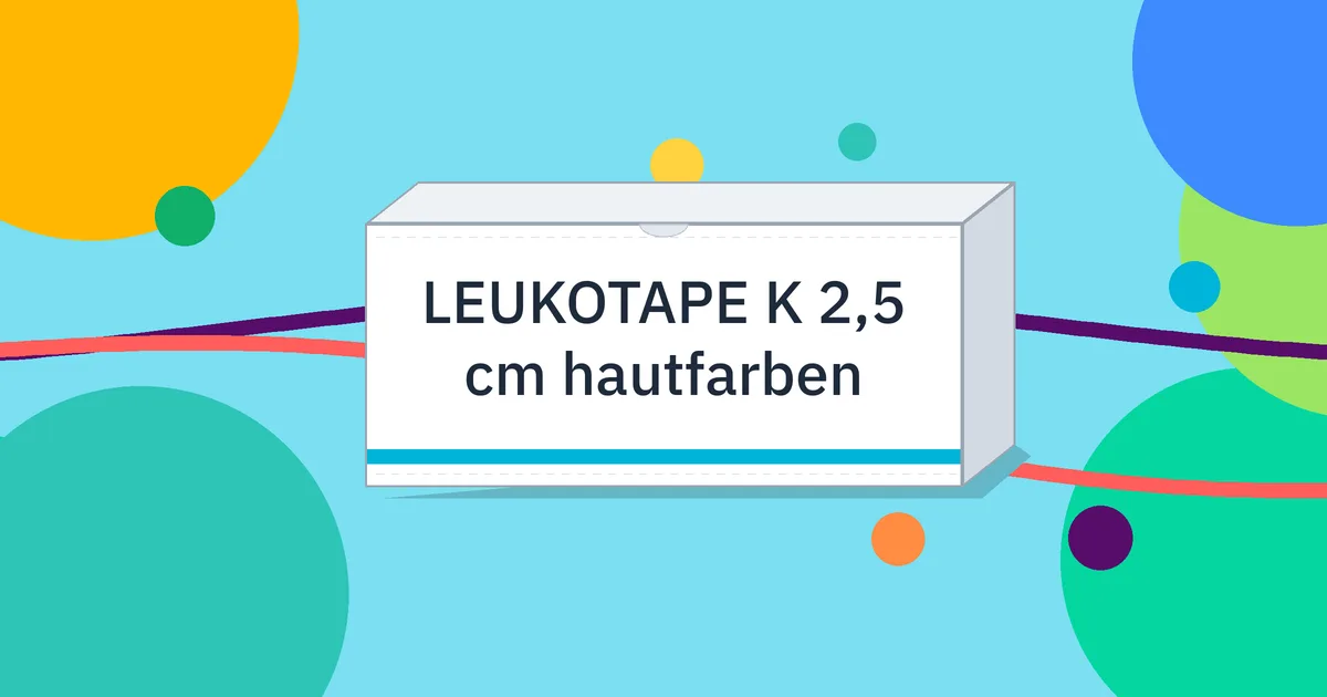 Symbolbild: Packung mit der Aufschrift LEUKOTAPE K 2,5 cm hautfarben (PZN 01907340) – Verfügbarkeit und Bezug in Apotheken in Frankfurt am Main