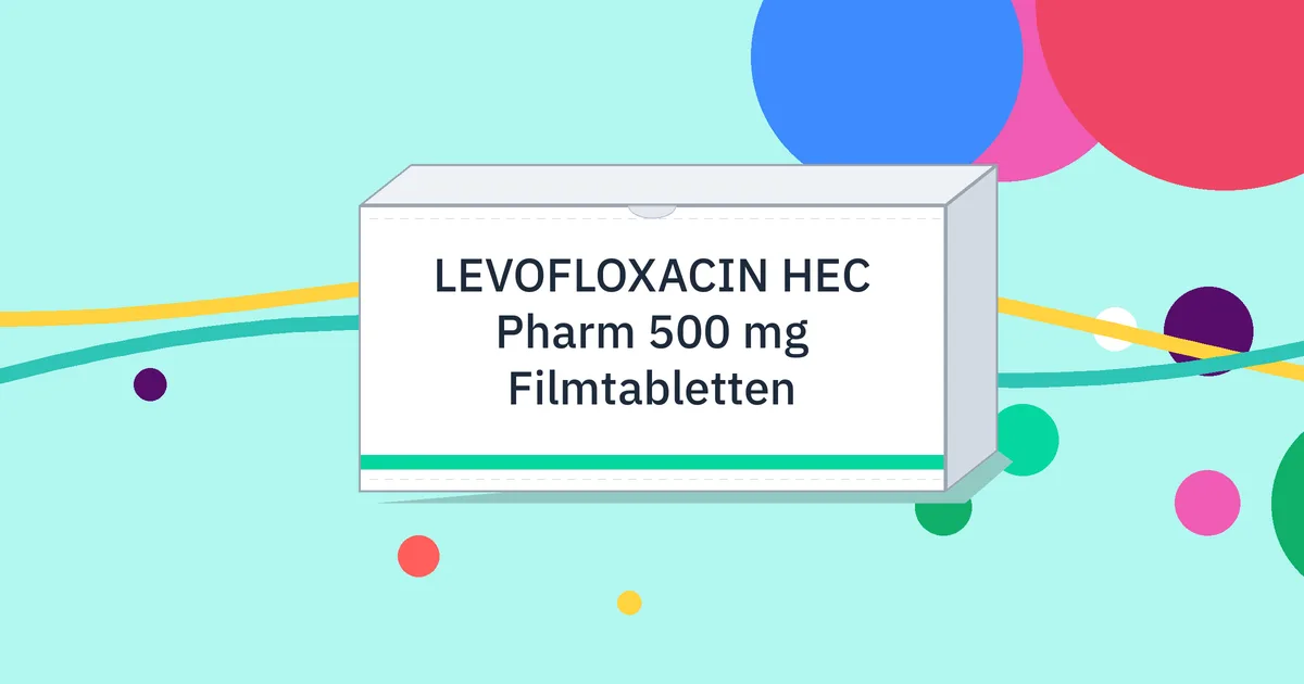 Symbolbild: Packung mit der Aufschrift LEVOFLOXACIN HEC Pharm 500 mg Filmtabletten (PZN 15781701) – Verfügbarkeit und Bezug in Apotheken in Frankfurt am Main