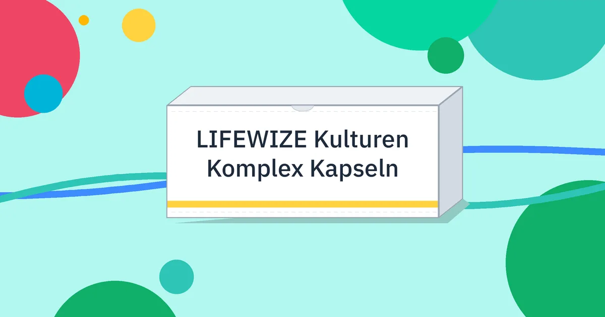 Symbolbild: Packung mit der Aufschrift LIFEWIZE Kulturen Komplex Kapseln (PZN 16044867) – Verfügbarkeit und Bezug in Apotheken in Frankfurt am Main