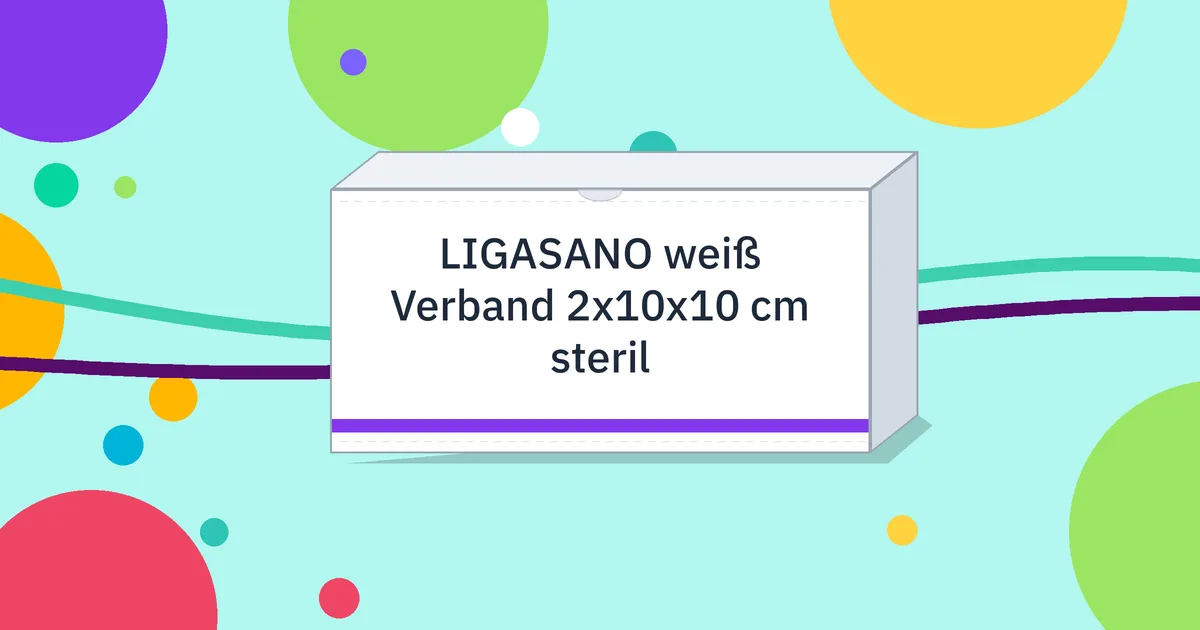 Symbolbild: Packung mit der Aufschrift LIGASANO weiß Verband 2x10x10 cm steril (PZN 20171979) – Verfügbarkeit und Bezug in Apotheken in Frankfurt am Main