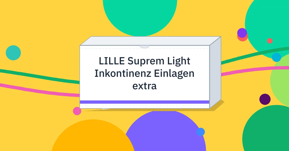 Symbolbild: Packung mit der Aufschrift LILLE Suprem Light Inkontinenz Einlagen extra (PZN 19202427) – Verfügbarkeit und Bezug in Apotheken in Frankfurt am Main