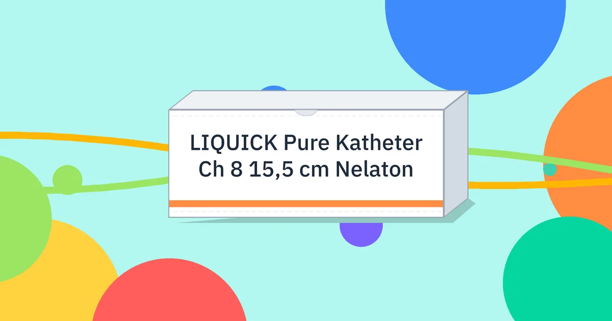 Symbolbild: Packung mit der Aufschrift LIQUICK Pure Katheter Ch 8 15,5 cm Nelaton (PZN 03069297) – Verfügbarkeit und Bezug in Apotheken in Frankfurt am Main