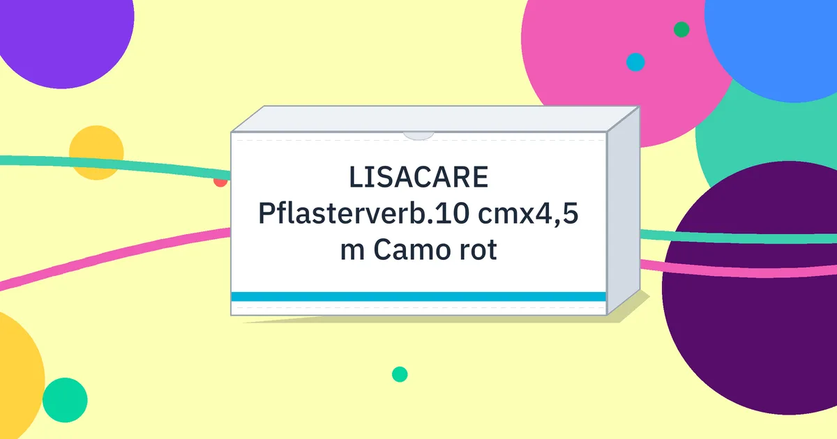 Symbolbild: Packung mit der Aufschrift LISACARE Pflasterverb.10 cmx4,5 m Camo rot (PZN 17893396) – Verfügbarkeit und Bezug in Apotheken in Frankfurt am Main