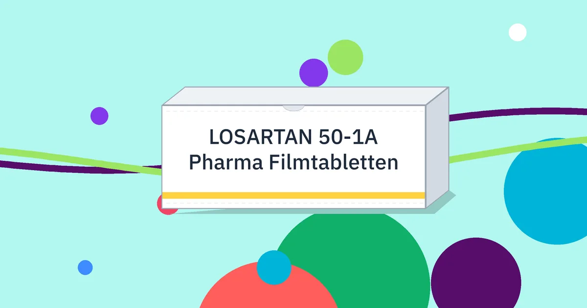 Symbolbild: Packung mit der Aufschrift LOSARTAN 50-1A Pharma Filmtabletten (PZN 05369052) – Verfügbarkeit und Bezug in Apotheken in Frankfurt am Main