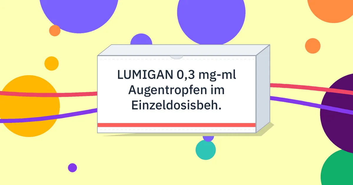 Symbolbild: Packung mit der Aufschrift LUMIGAN 0,3 mg-ml Augentropfen im Einzeldosisbeh. (PZN 10742004) – Verfügbarkeit und Bezug in Apotheken in Frankfurt am Main