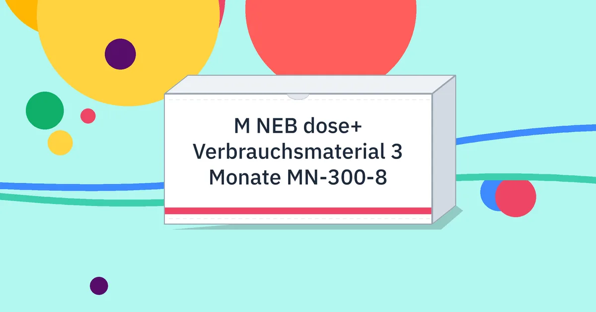 Symbolbild: Packung mit der Aufschrift M NEB dose+ Verbrauchsmaterial 3 Monate MN-300-8 (PZN 12465394) – Verfügbarkeit und Bezug in Apotheken in Frankfurt am Main
