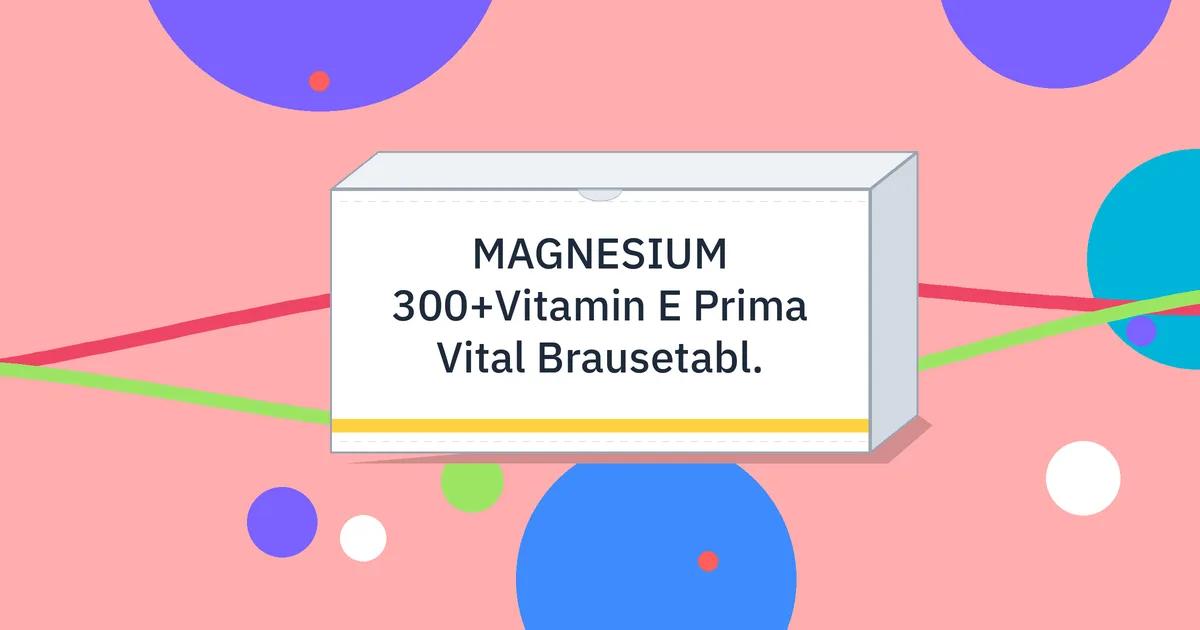 Symbolbild: Packung mit der Aufschrift MAGNESIUM 300+Vitamin E Prima Vital Brausetabl. (PZN 00197600) – Verfügbarkeit und Bezug in Apotheken in Frankfurt am Main