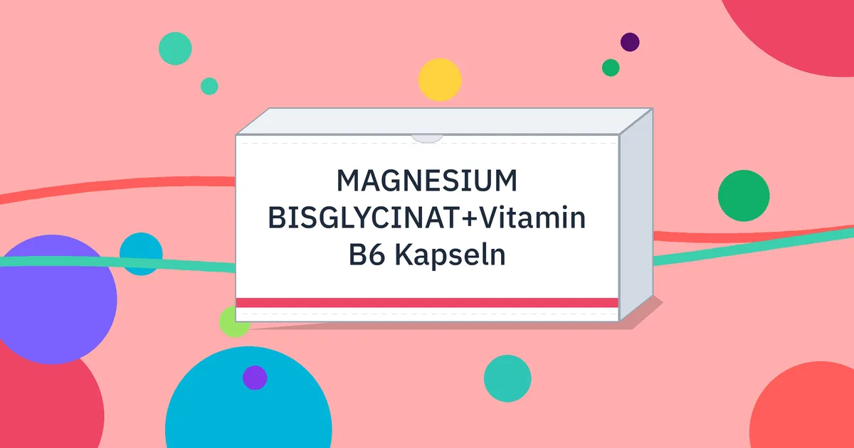 Symbolbild: Packung mit der Aufschrift MAGNESIUM BISGLYCINAT+Vitamin B6 Kapseln (PZN 20546741) – Verfügbarkeit und Bezug in Apotheken in Frankfurt am Main